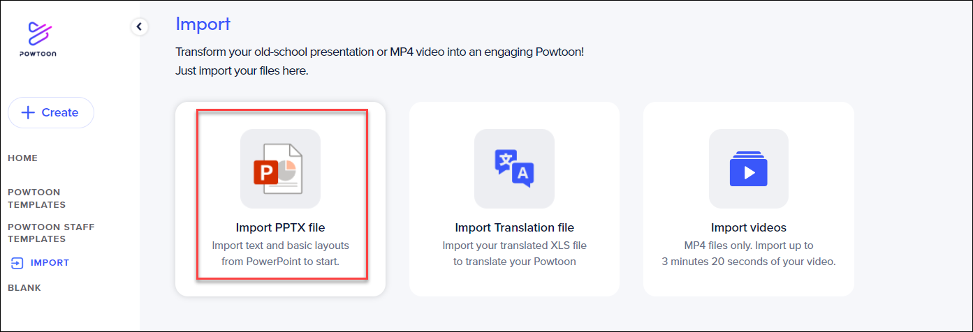 Importing a PowerPoint into the Powtoon Workspace – Kaltura