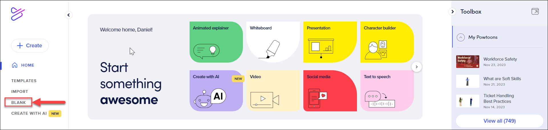 Creating a Powtoon from Scratch in the Powtoon Workspace – Kaltura